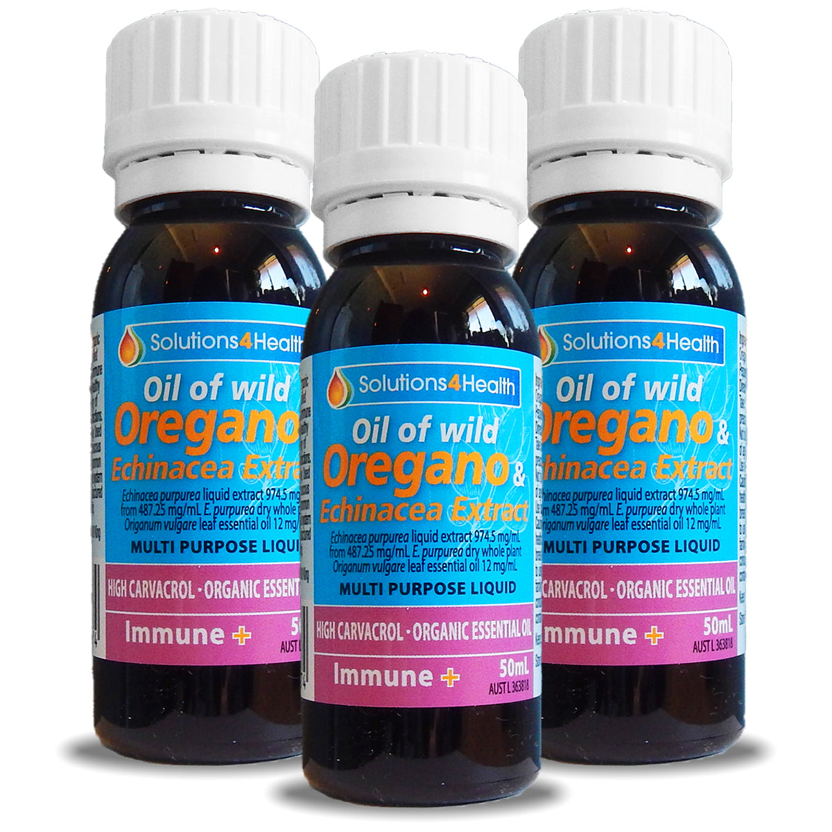 50ml Bottle – Oil of Wild Oregano & Echinacea Extract - Immune+ -3 Bot ...